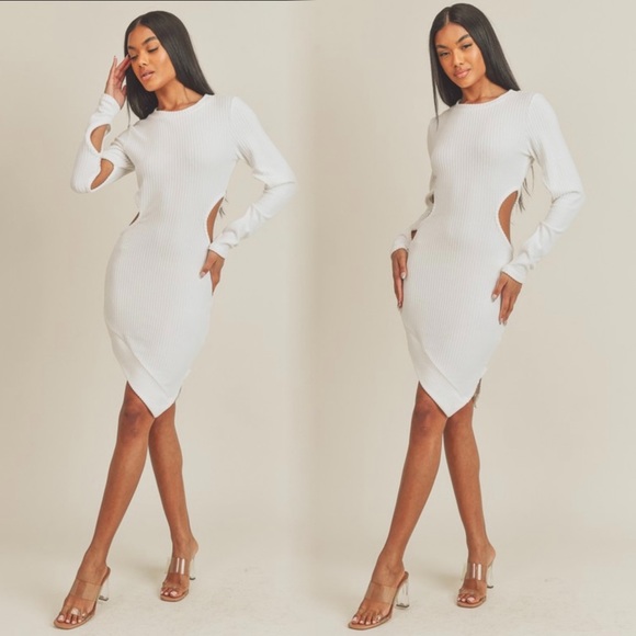 Dresses | Asymmetrical Ribbed Dress With Cutouts | Poshmark
